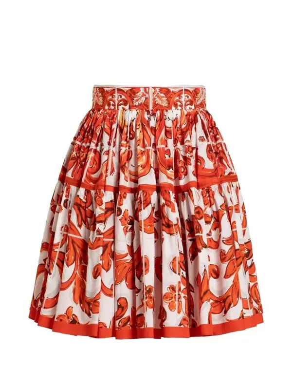 Dolce & Gabbana Majolica Print Poplin Skirt - Multicolor