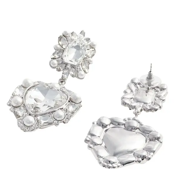 SELF-PORTRAIT Crystal Pearl Heart Earrings