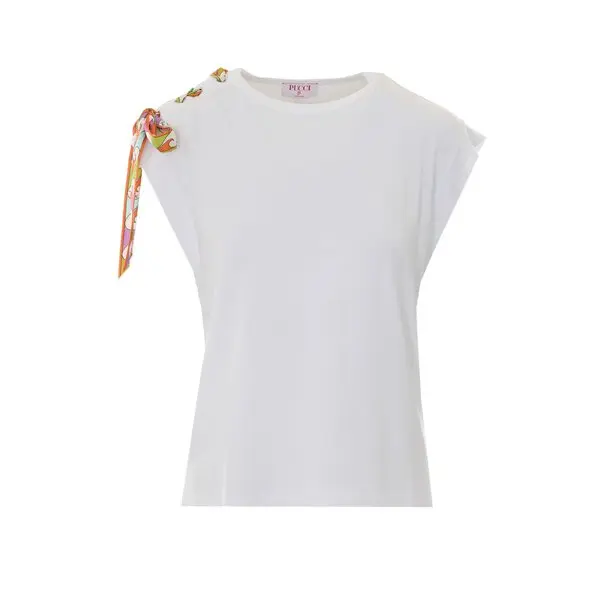 Emilio Pucci Foulard Detail Short-sleeve Crew Neck Top - White
