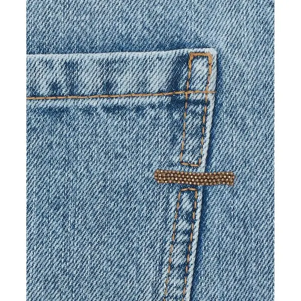 Brunello Cucinelli Straight-leg Denim Jeans With Crystal Embellishments - Blue