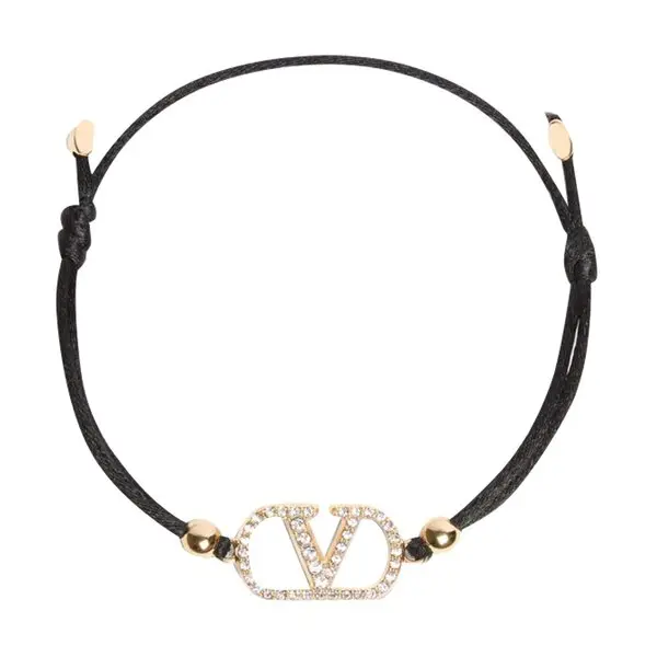 Valentino Garavani Vlogo Signature Strass Bracelet - Black