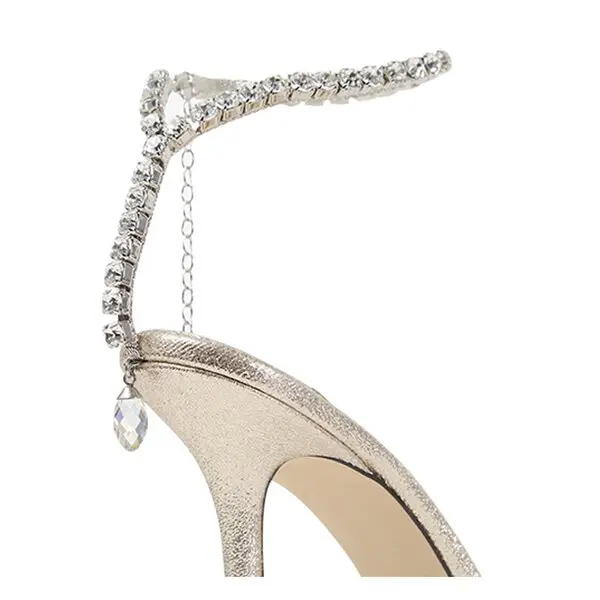 JIMMY CHOO Saeda Glittered Pumps With Crystal Embellishments - Gold