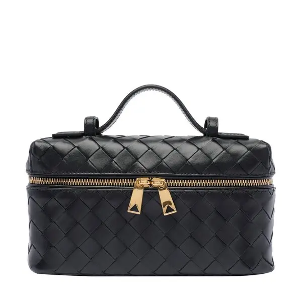 Bottega Veneta Woven Leather Vanity Case - Black