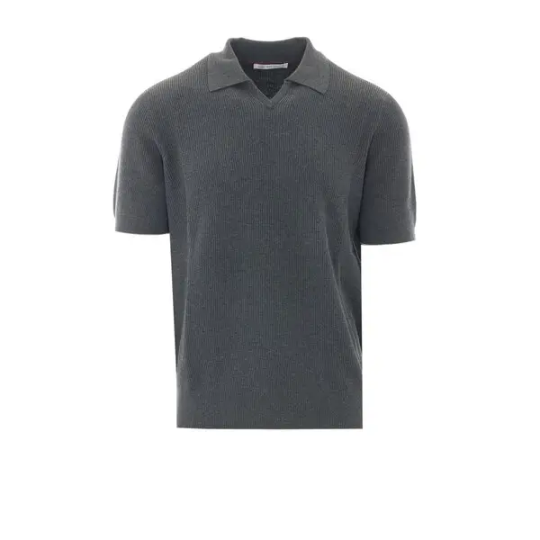 Brunello Cucinelli English Rib Stitch Polo - Gray
