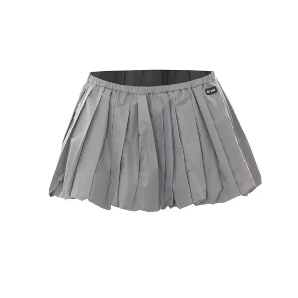 Miu Miu Technical Fabric Pleated Mini Skirt - Gray