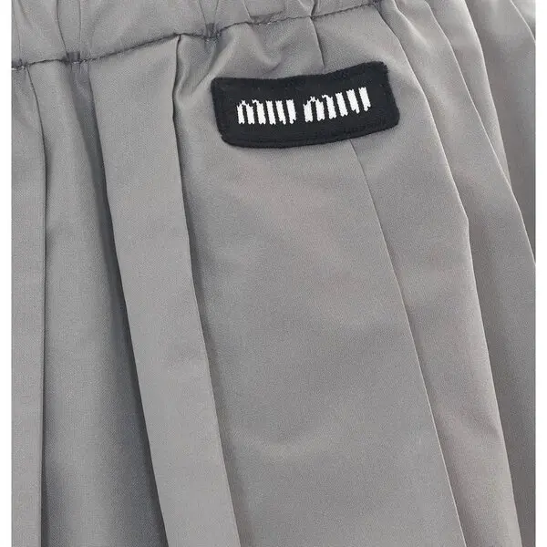 Miu Miu Technical Fabric Pleated Mini Skirt - Gray