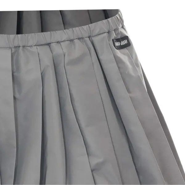 Miu Miu Technical Fabric Pleated Mini Skirt - Gray