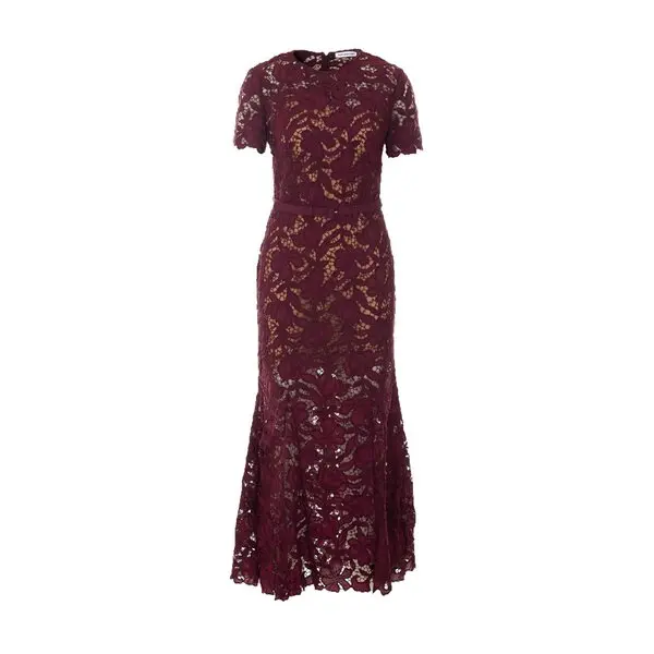 SELF-PORTRAIT Lace Midi Dress - Red