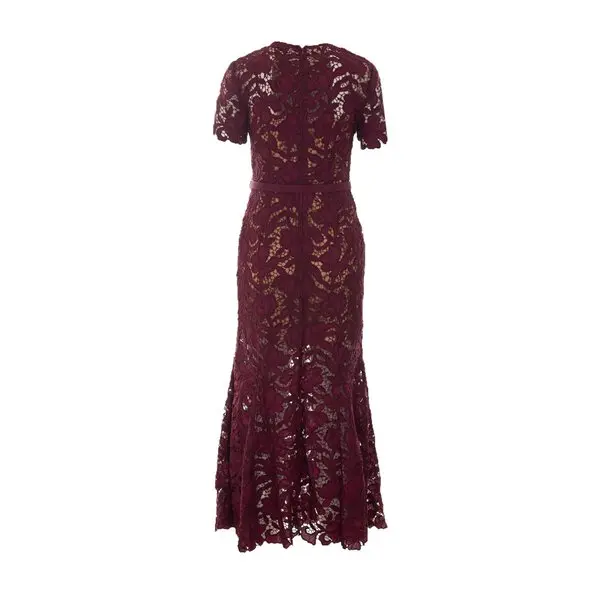 SELF-PORTRAIT Lace Midi Dress - Red