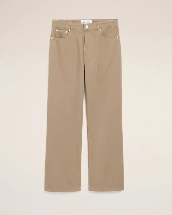 Ami Large Fit Cotton Twill Jeans - Taupe Beige