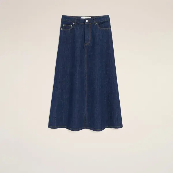 AMI Paris Blue Cotton Long Skirt