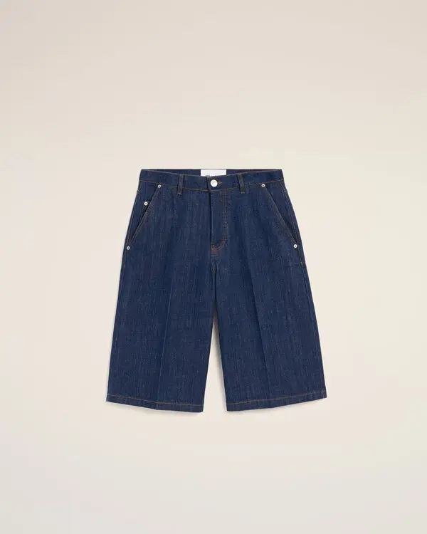 Ami Loose Bermuda Denim Shorts - Indigo