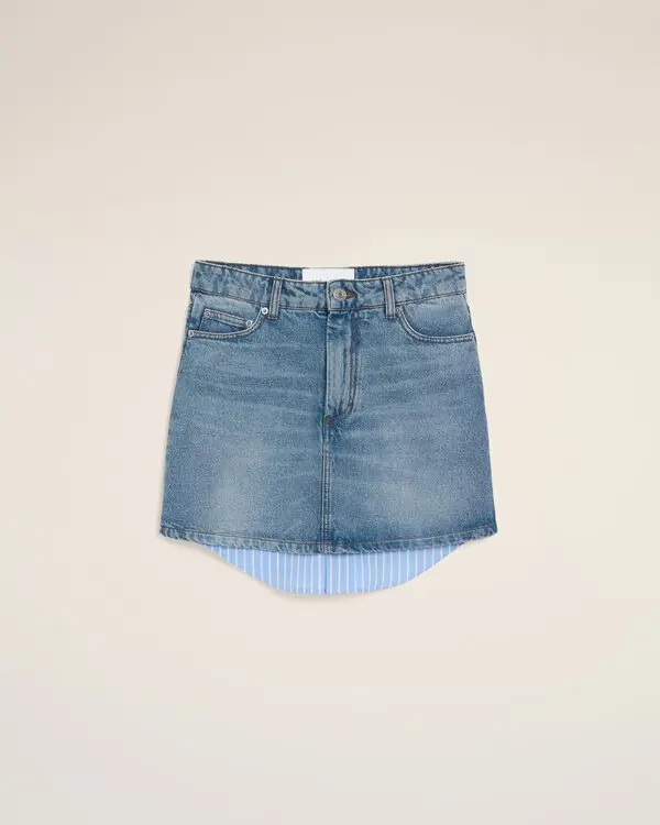 AMI Paris Cotton Mini Skirt - Blue
