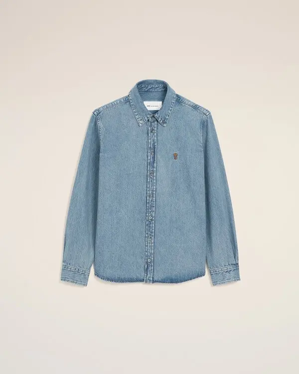 AMI Paris De Coeur Denim Cotton Shirt