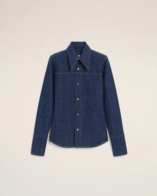 Ami Sharp Collar Denim Shirt - Indigo