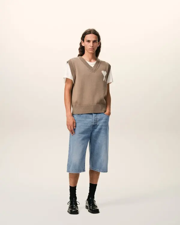 AMI Paris Cotton Large Fit Bermuda Shorts - Blue