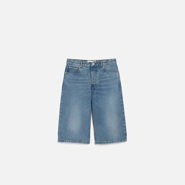 AMI Paris Cotton Large Fit Bermuda Shorts - Blue