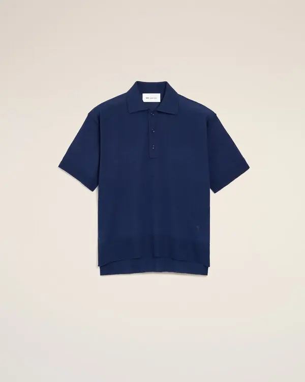 AMI Paris Short Sleeve Wool Polo - Ink