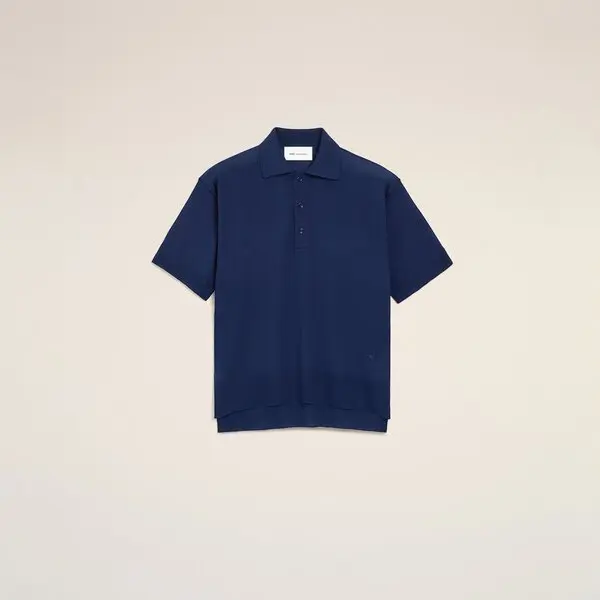AMI Paris Short Sleeve Wool Polo - Ink