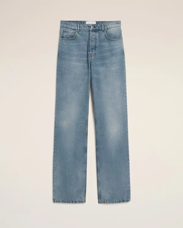 AMI Paris Large Fit Cotton Jeans - Blue