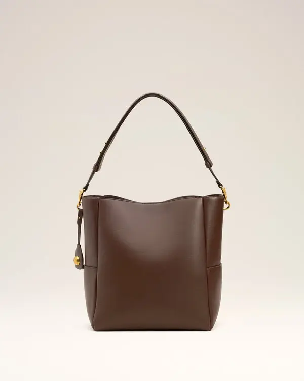 AMI Paris Carrousel Bucket Bag In Smooth Leather - Chocolate
