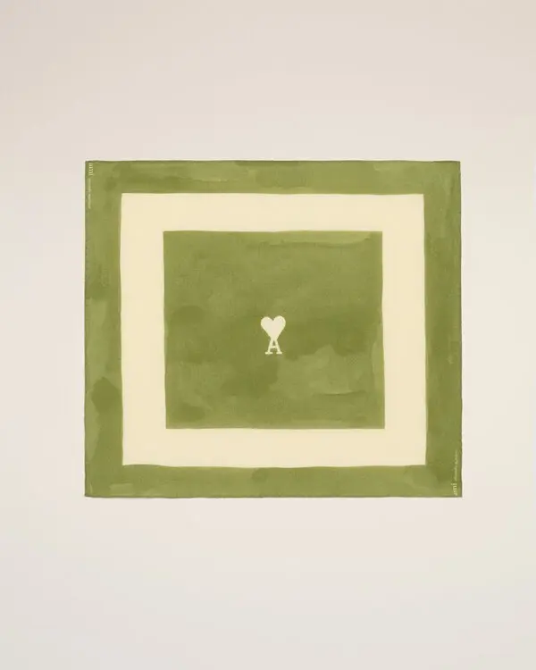 AMI Paris Green Cotton De Coeur Printed Scarf Green - Matcha