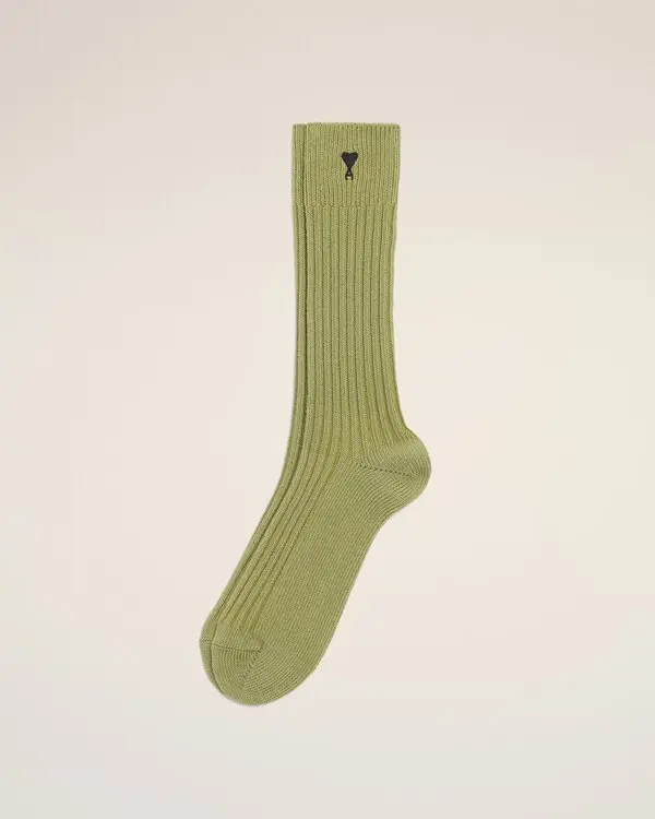 AMI Paris Cotton De Coeur Socks - Matcha