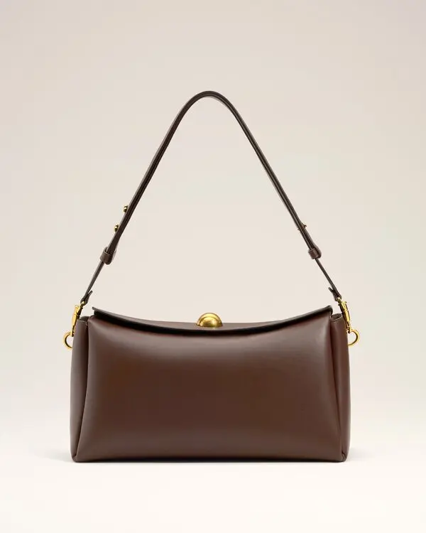 AMI Paris Carrousel Medium Smooth Leather Bag - Chocolate