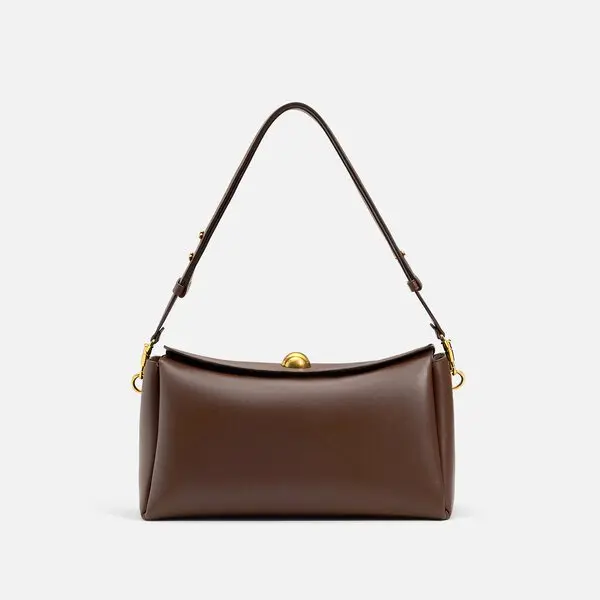 AMI Paris Carrousel Medium Smooth Leather Bag - Chocolate