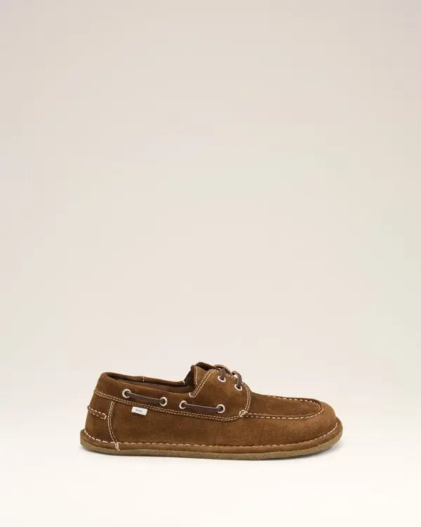 AMI Paris Suede Leather Boat Shoes - Caramel