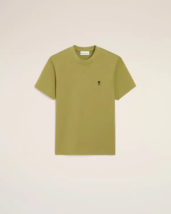 AMI Paris Green Cotton De Coeur T-shirt Green - Matcha