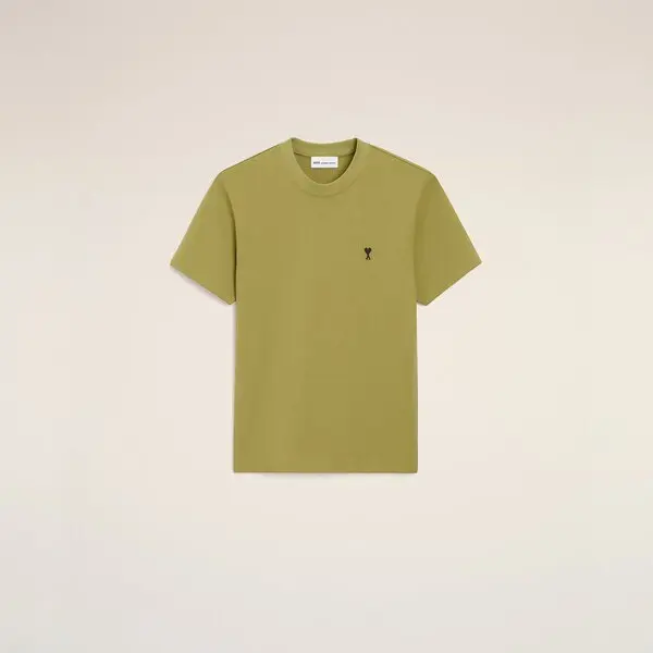 AMI Paris Green Cotton De Coeur T-shirt Green - Matcha
