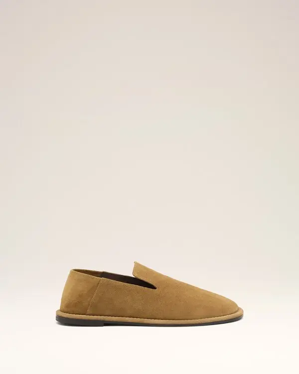 AMI Paris Suede Midi Slippers - Caramel
