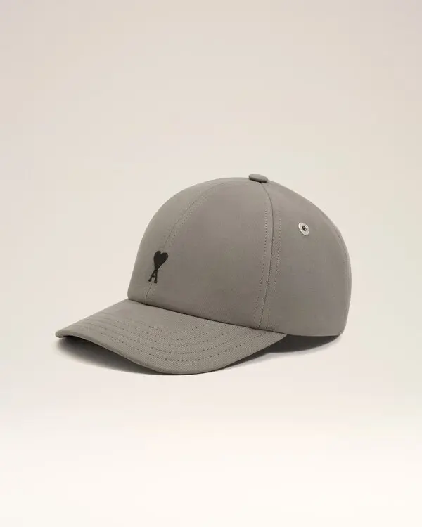 Ami Grey Cotton De Coeur Embroidery Cap Grey - Carbon