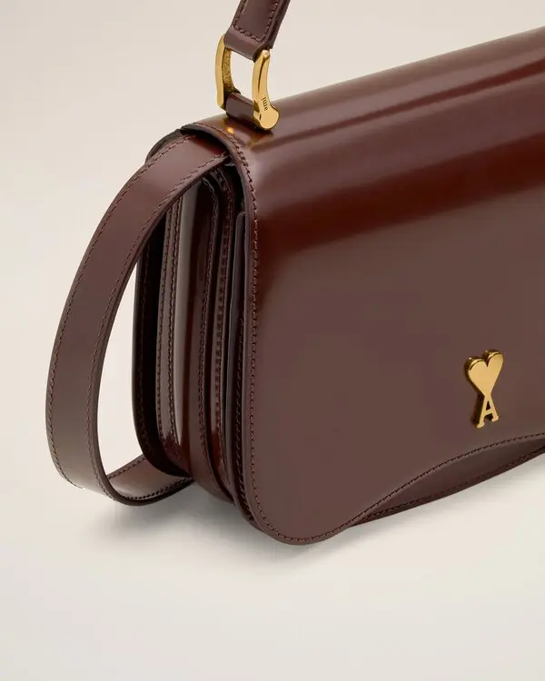 Ami Glazed Leather Handle Bag - Cherry
