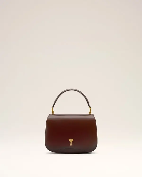Ami Glazed Leather Handle Bag - Cherry
