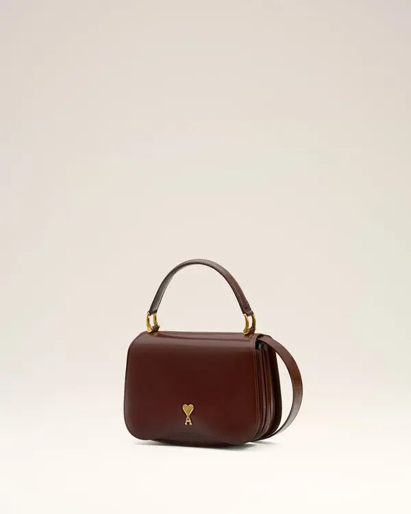 Ami Glazed Leather Handle Bag - Cherry