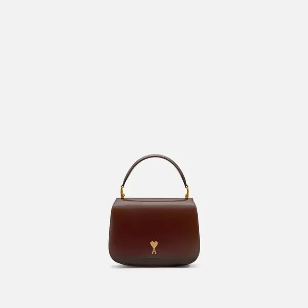 Ami Glazed Leather Handle Bag - Cherry