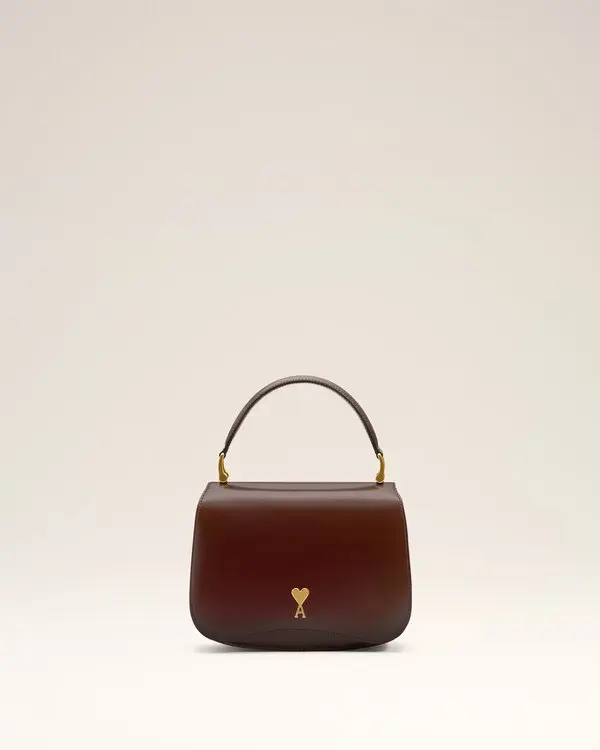AMI Paris Glazed Leather Handle Bag - Cherry