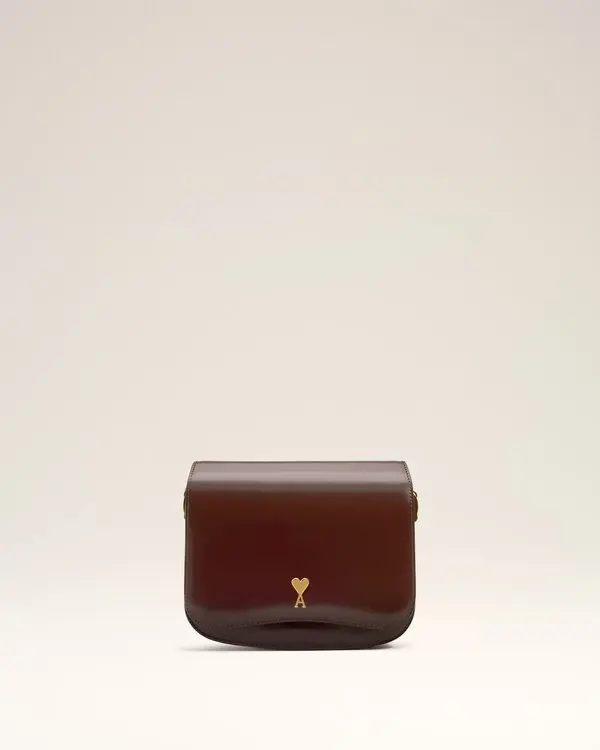 AMI Paris Glazed Leather Paris Bag - Cherry