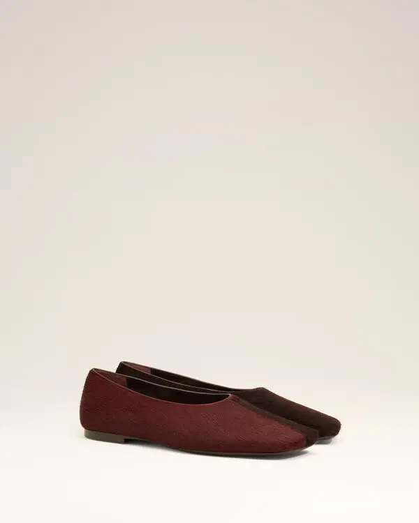 Ami Burgundy Leather Bicolor Flat Shoes