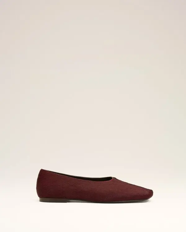 AMI Paris Burgundy Leather Bicolor Flat Shoes - Cherry