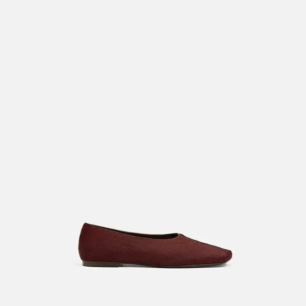 AMI Paris Burgundy Leather Bicolor Flat Shoes
