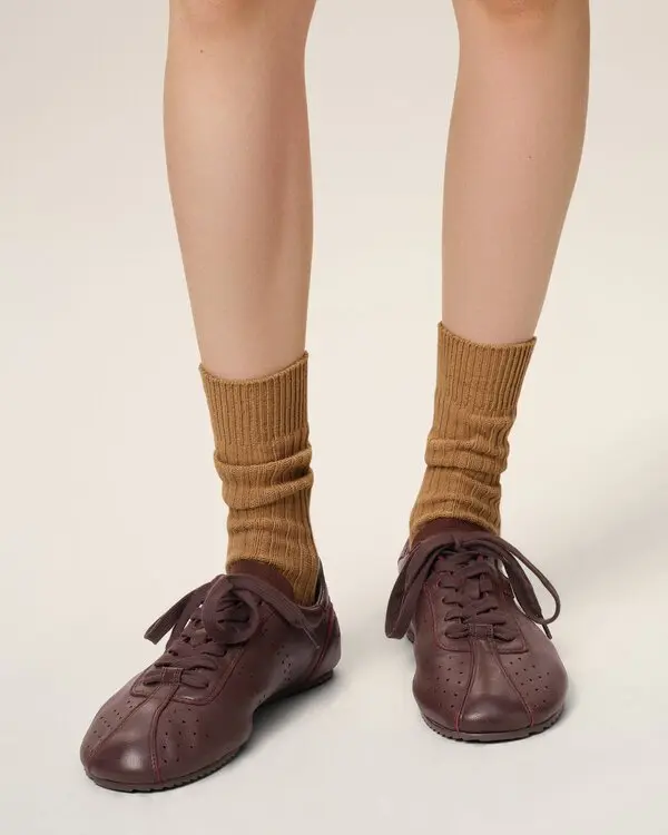 Ami Burgundy Smooth Leather Low Top Sneakers
