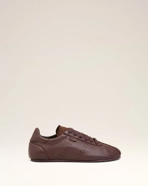 AMI Paris Burgundy Smooth Leather Low Top Sneakers