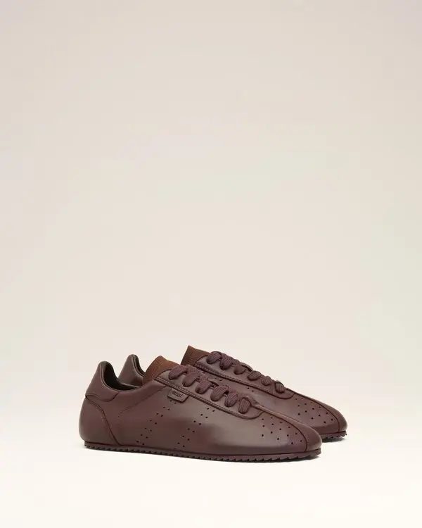 AMI Paris Burgundy Smooth Leather Low Top Sneakers