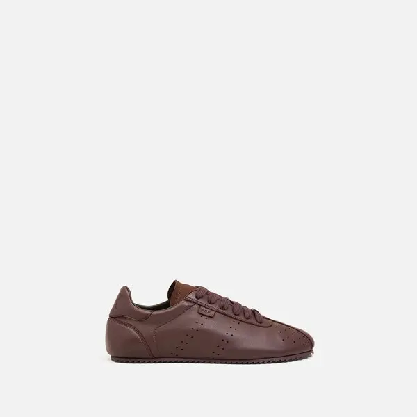 AMI Paris Burgundy Smooth Leather Low Top Sneakers