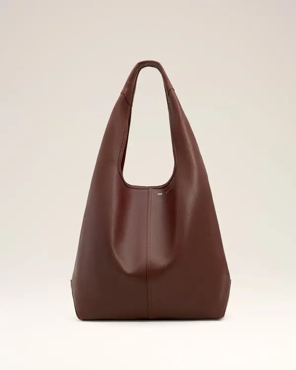 AMI Paris Burgundy Soft Leather Etienne Hobo Bag - Cherry