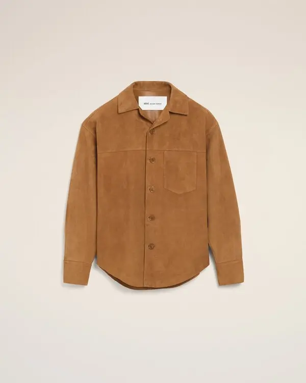 AMI Paris Goat Suede Overshirt - Caramel