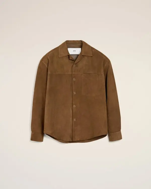 Ami Goat Suede Overshirt - Hazelnut